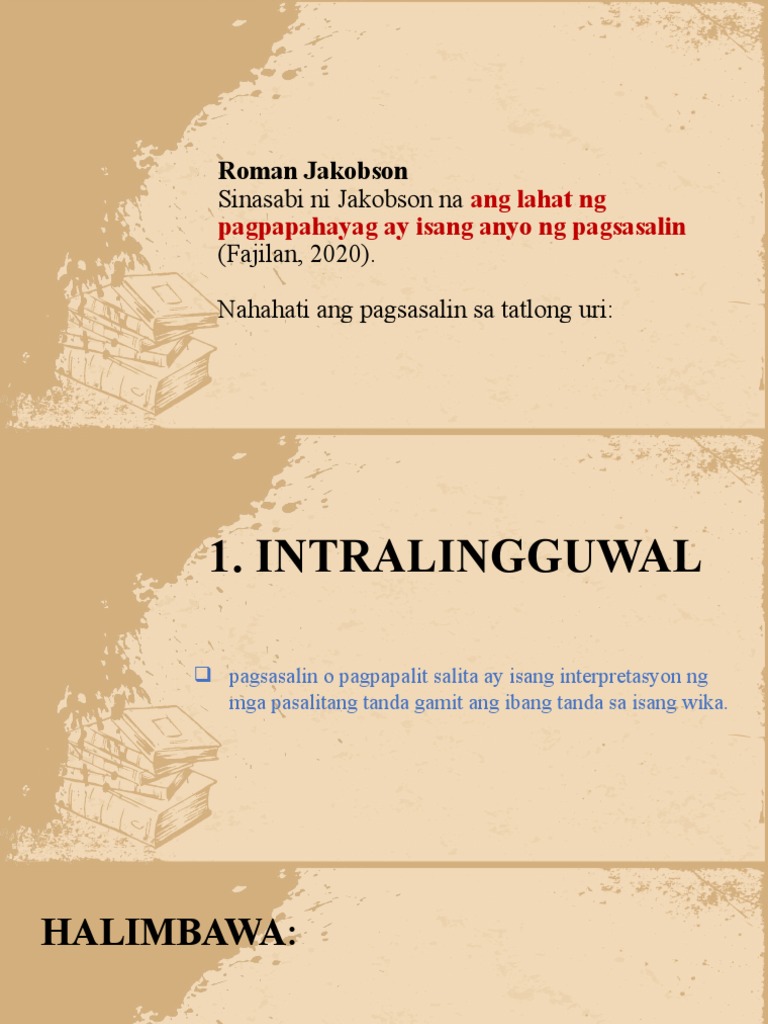 Uri NG Pagsasalin Roman Jacobson | PDF