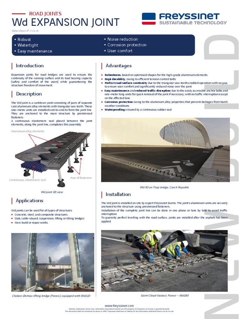 Road Expansion Joint - WD - TechDataSheet - Freyssinet | PDF