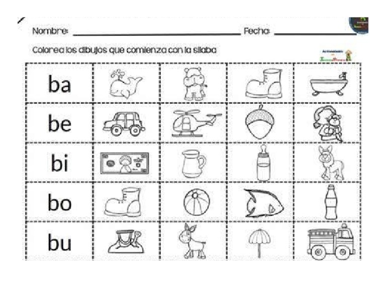 Dibujos Con La Silaba Ba Be Bi | PDF