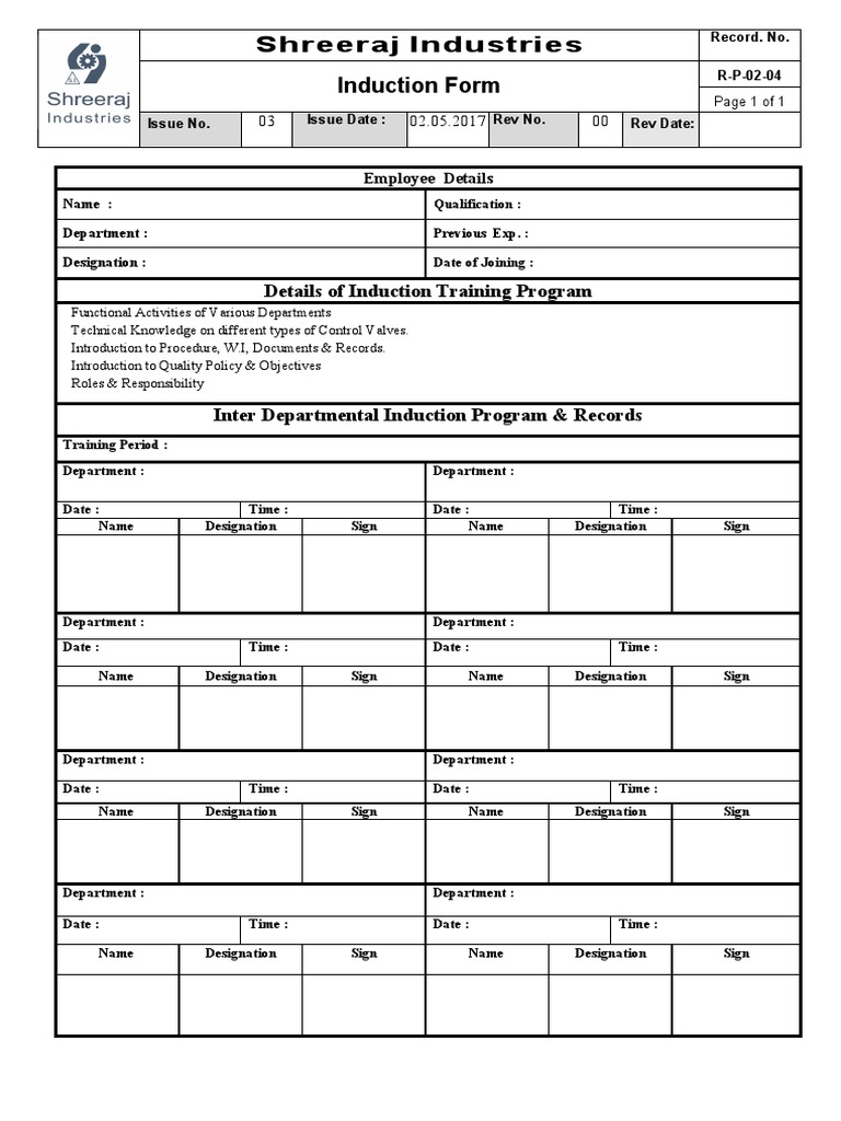 Record employee induction training | PDF