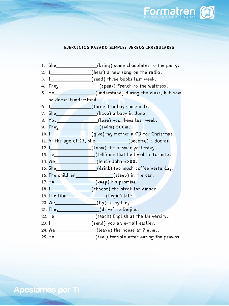 EJERCICIO. Verbos Irregulares PDF | PDF