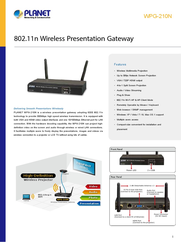 802.11n Wireless Presentation Gateway | PDF