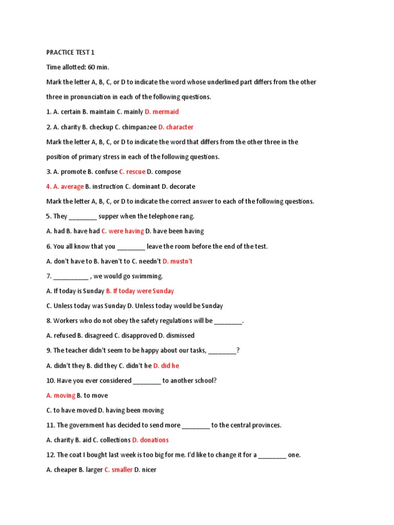 Practice Test 1 | Download Free PDF | English Language | Halloween