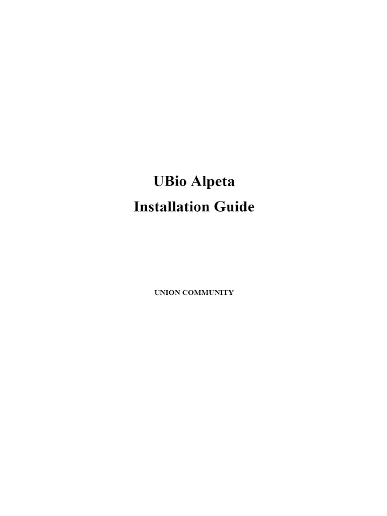 UBio Alpeta Installation Guide UNION COMMUNITY - PDF | PDF