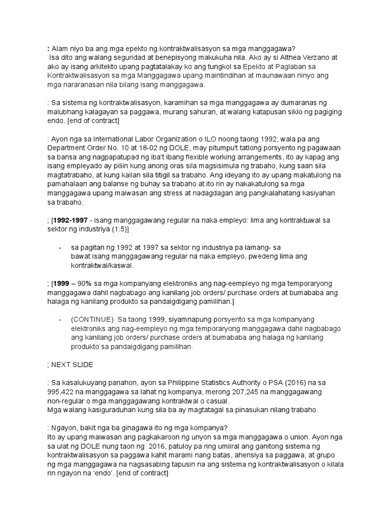 Epekto at Paglaban Sa Kontraktuwalisasyon Sa Mga Manggagawa | PDF