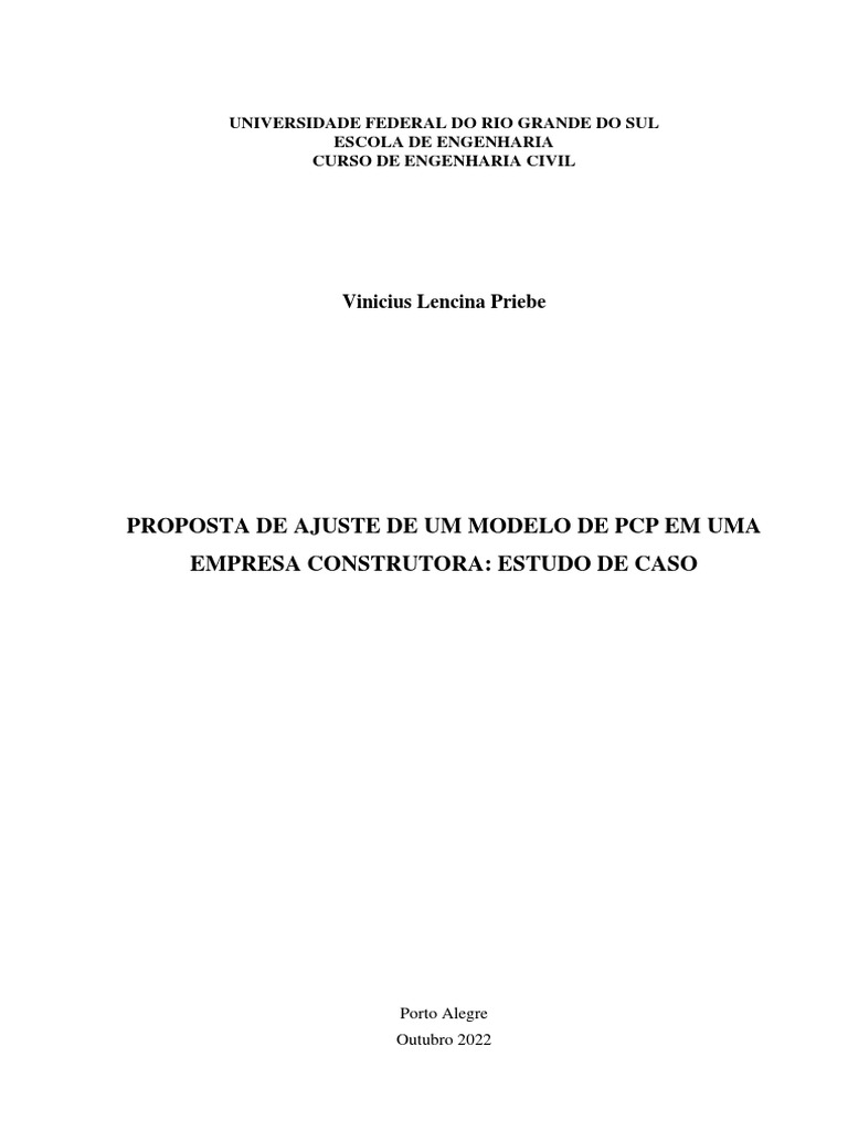 Ajuste de Um Modelo de PCP em Uma Empresa Construtora Estudo de Caso | PDF | Planejamento | Tempo