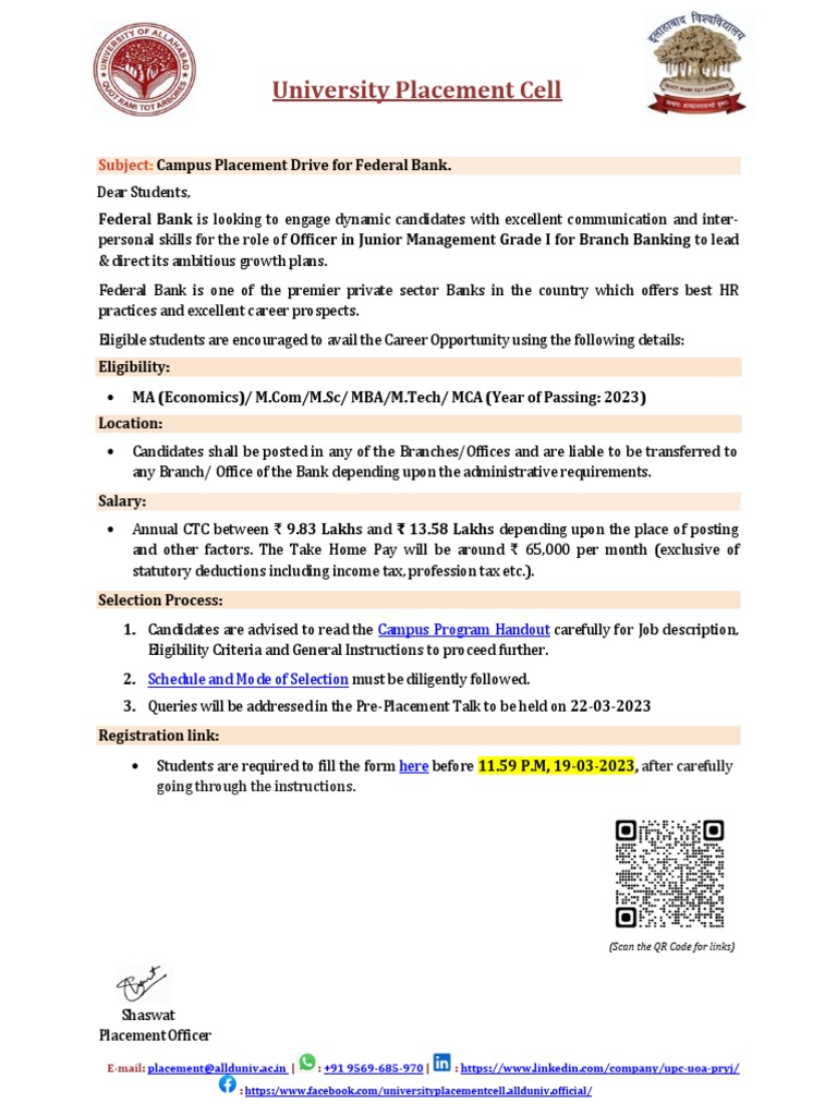 Advt - Federal Bank - PG - 2023. | PDF
