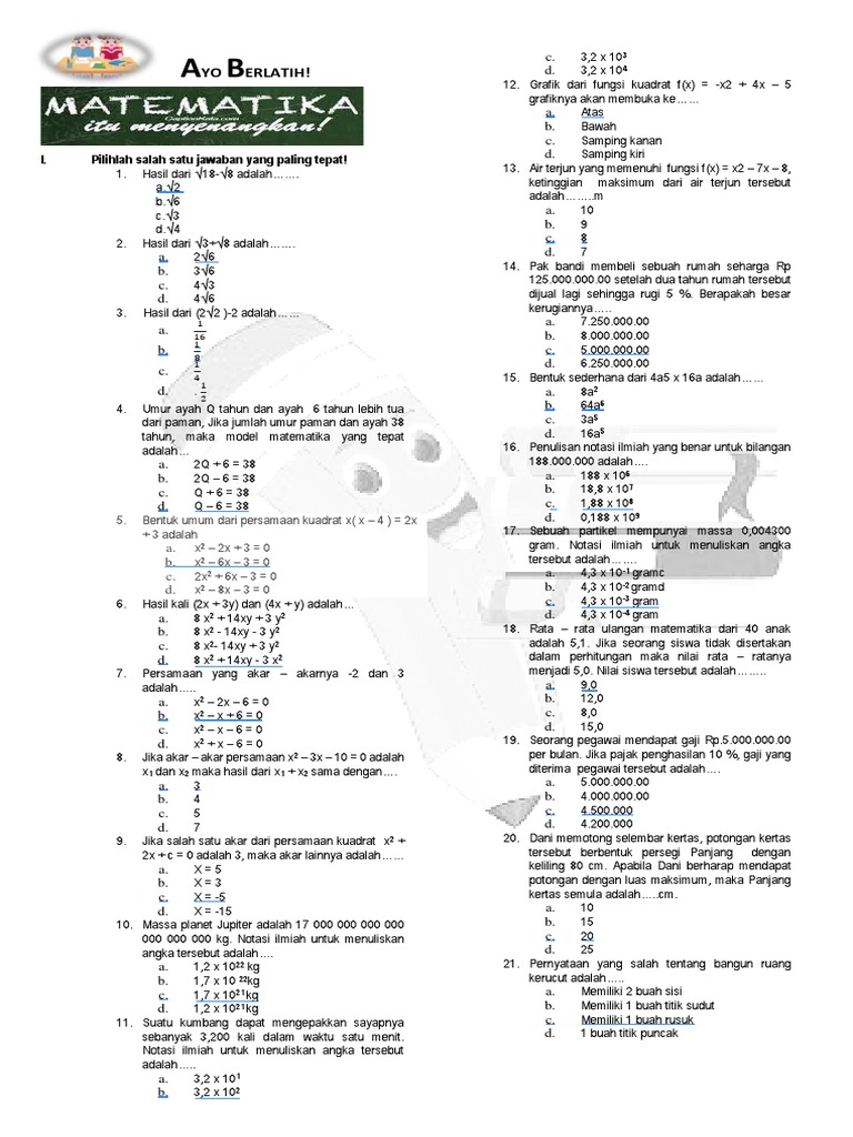 SOAL Latihan US Kls 9 PDF | PDF