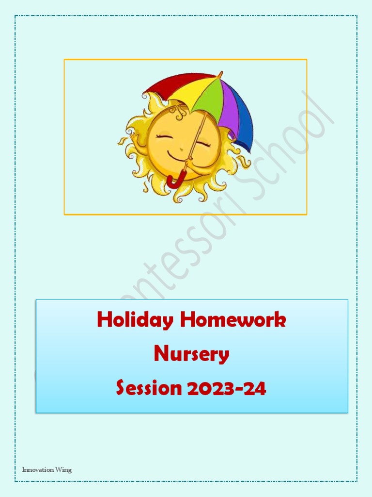 Nursery Class Holiday Homework 2023-24 | PDF | Cognition | Cognitive ...