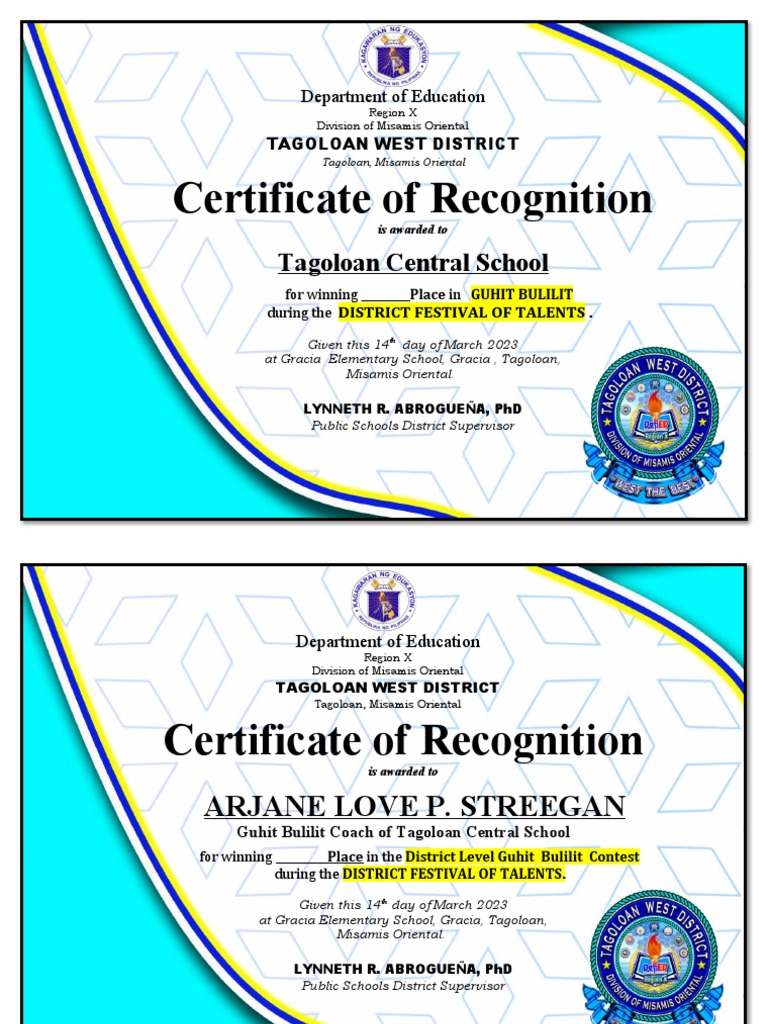 DFOT CERTIFICATE OF RECOGNITION | PDF
