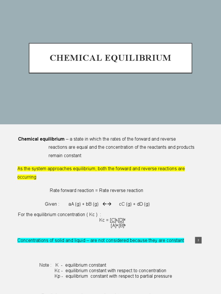 GC2 - Chemical Equilibrium Part 1 | Download Free PDF | Chemical Equilibrium | Chemical Reactions