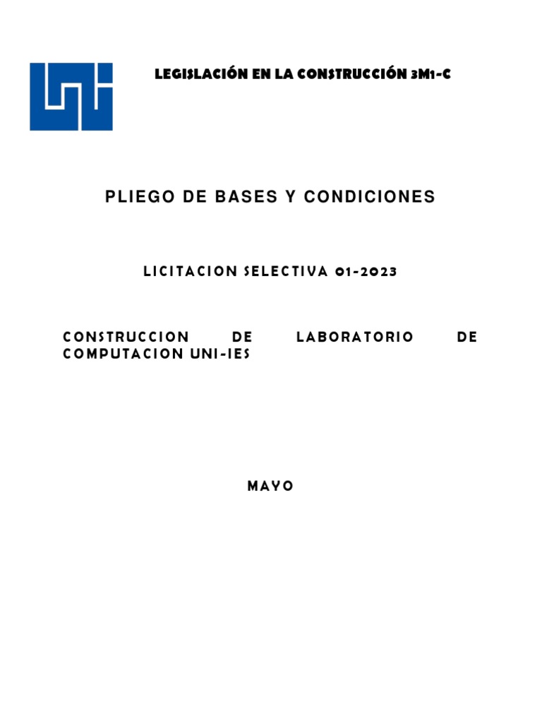 Pliego de Bases y Condiciones PDF | PDF | Oferta (economía) | Corrupción política