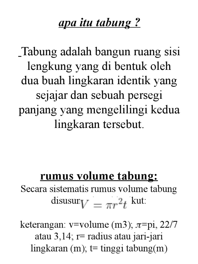 Pengertian dan Rumus Tabung Lengkap | PDF | Metode & Bahan Ajar | Seni