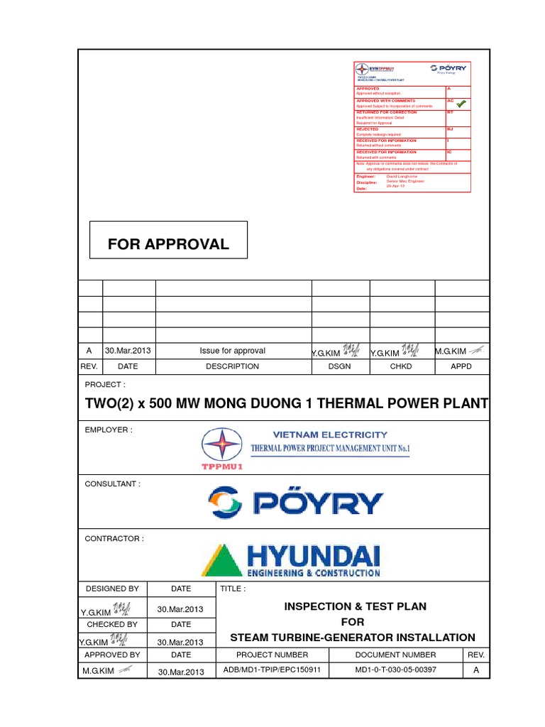 MD1-0-T-030-05-00397-A - ITP For STG | PDF | Manufactured Goods | Machines