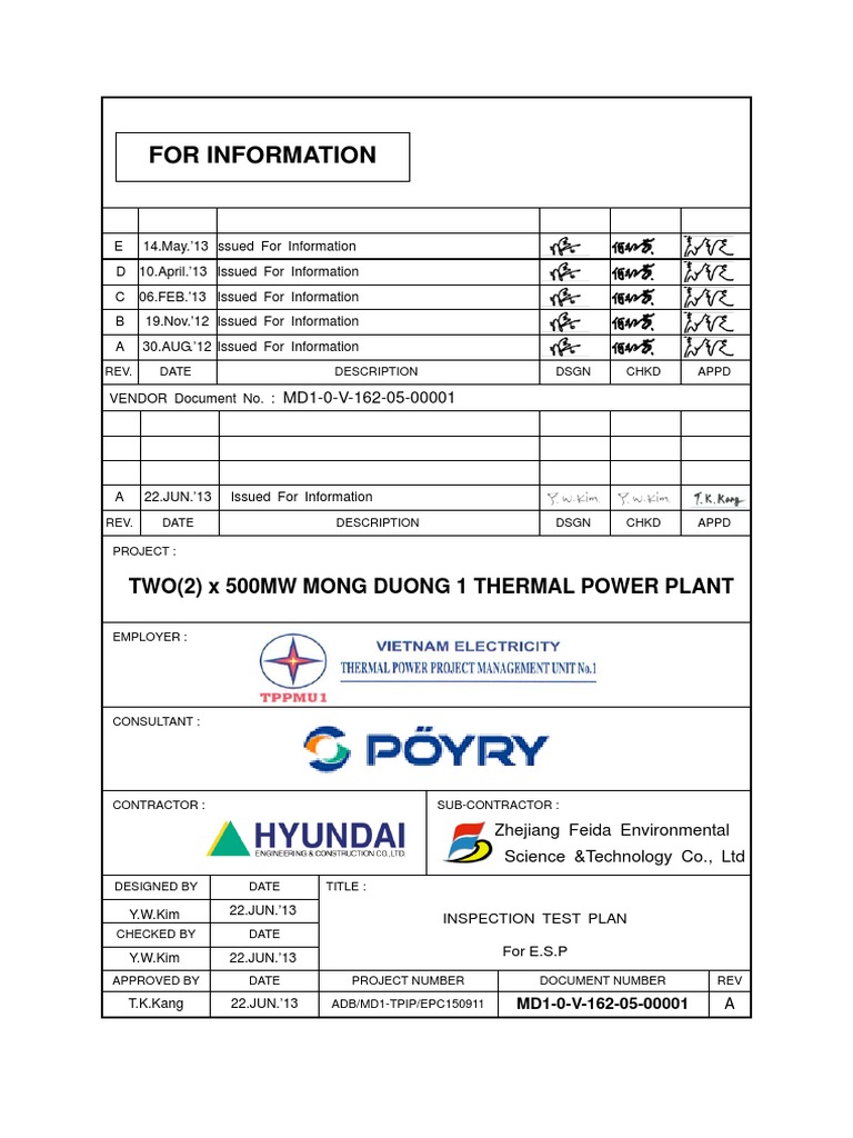 MD1-0-V-162-05-00001-A, ITP For ESP | PDF | Welding | Construction