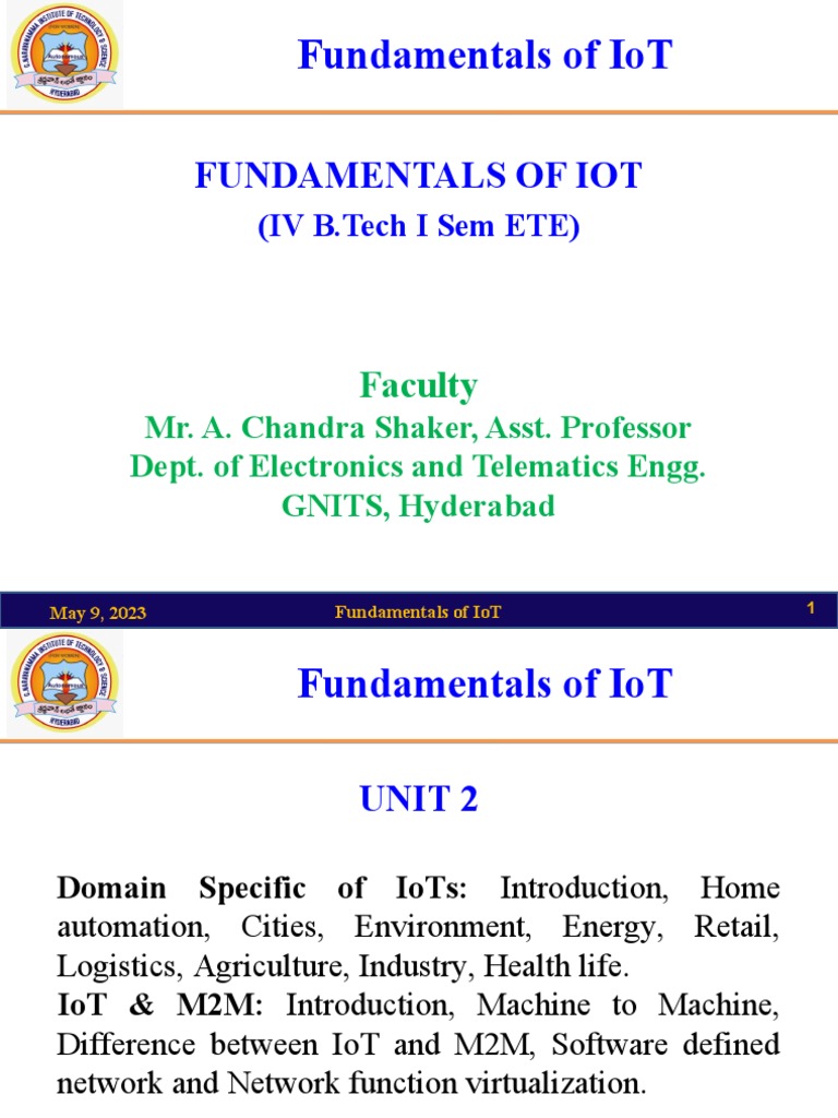Fundamentals of IoT Domain Applications | PDF | Internet Of Things | Computer Network