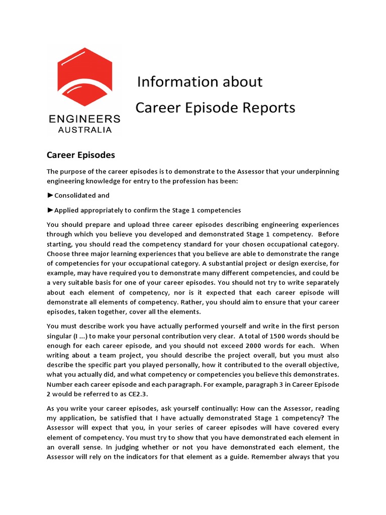 Career Episode Reports for Engineers | PDF | Engineering | Behavior ...