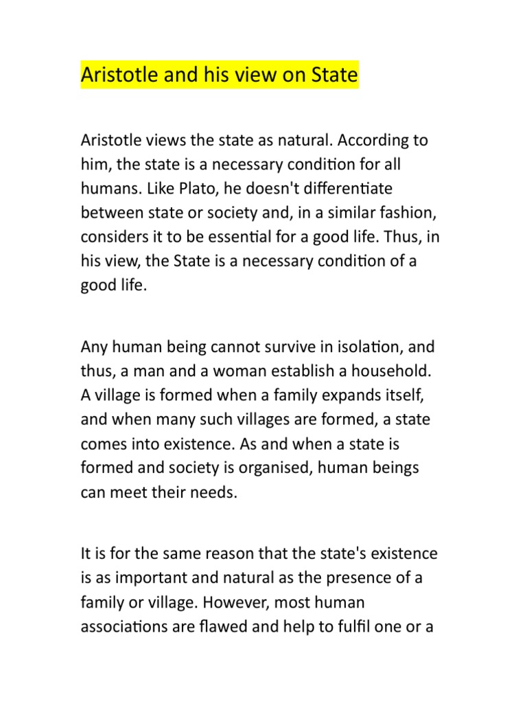Aristotle and His View On State | PDF | Aristotle | Philosophical Theories