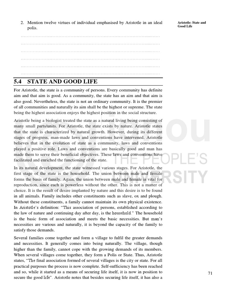 Aristotle's Organic Theory of State | PDF | Aristotle | Philosophical ...