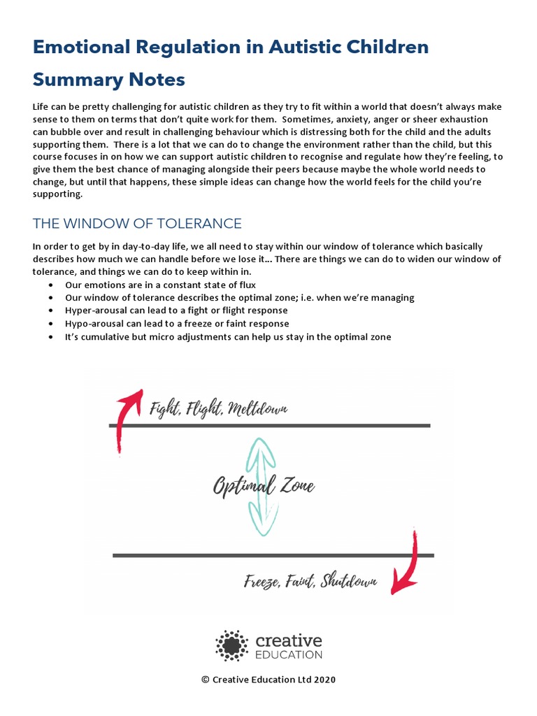 Emotional Regulation in Autistic Children Summary Notes PDF | PDF ...