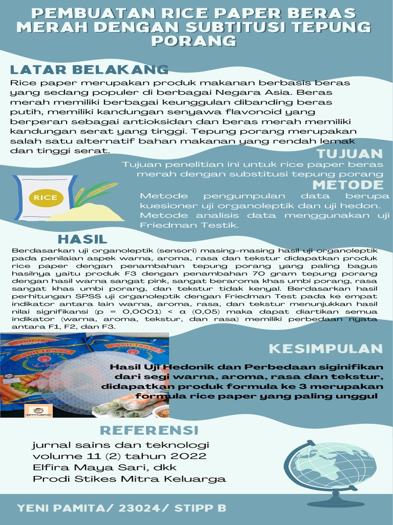 Pembuatan Rice Paper Beras Merah Dengan Subtitusi Tepung Porang PDF | PDF