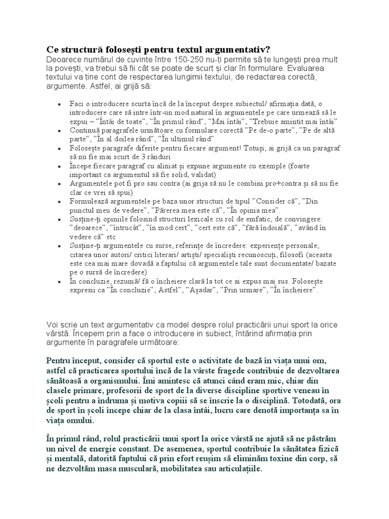 Text Argumentativ | PDF