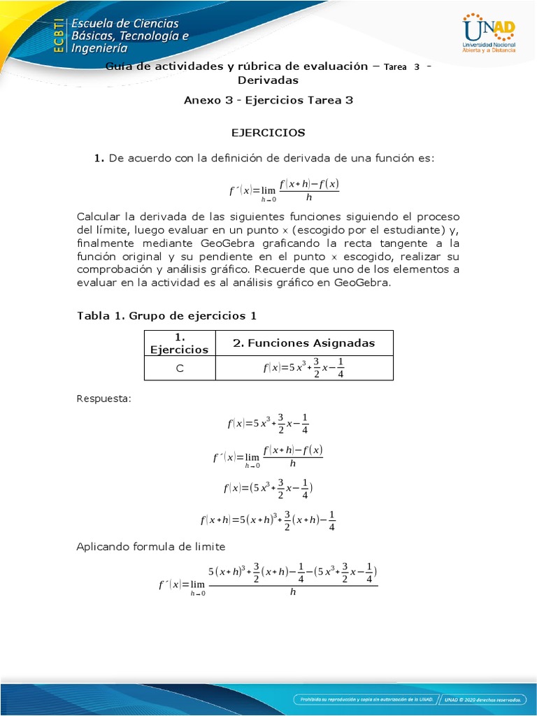 Anexo 3 - Tarea 3 - Ejercicio 1 y 2 Juan Nicolas Munevar | PDF | Derivado | Pendiente