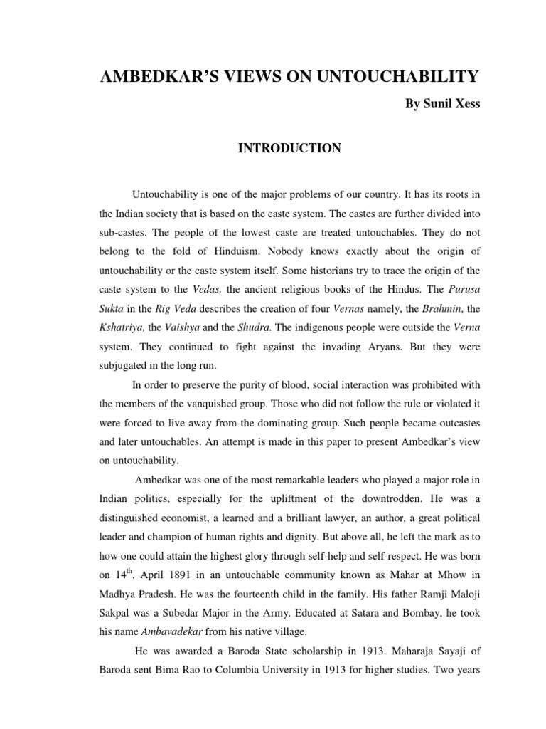 Ambedkar's Views On Untouchability | PDF | Dalit | Mahatma Gandhi