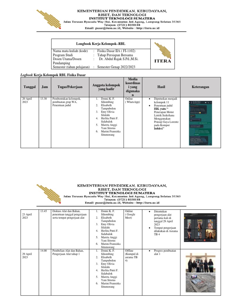 Logbook RBL - Kelompok 11 | PDF