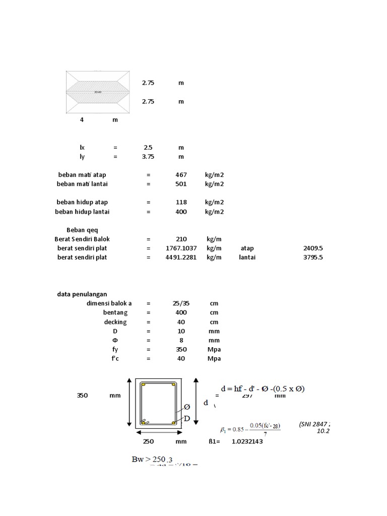 Balok Induk LT 1 Exter Mel & Mem REV | PDF