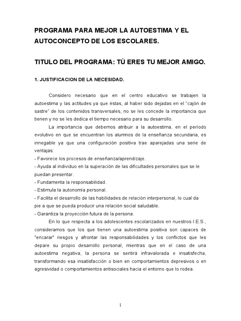 Evaluacion Final Autoestima | PDF