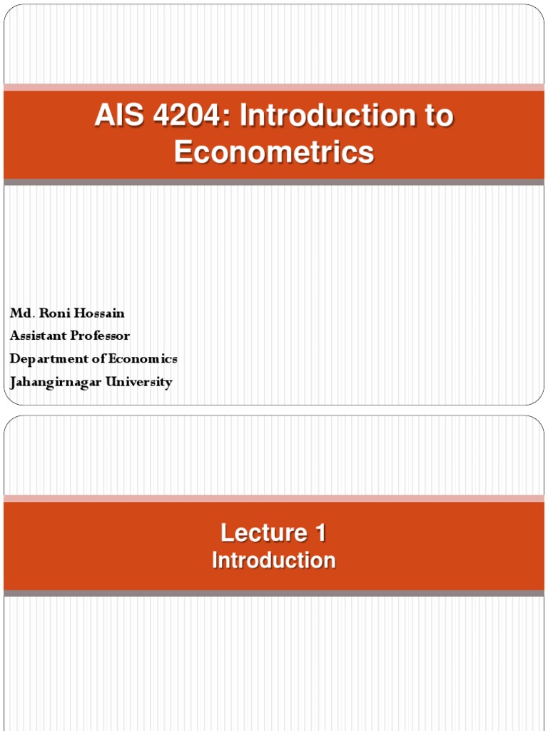 AIS Lecture 1 | PDF | Econometrics | Statistics AIS Lecture 1 | PDF | Econometrics | Statistics