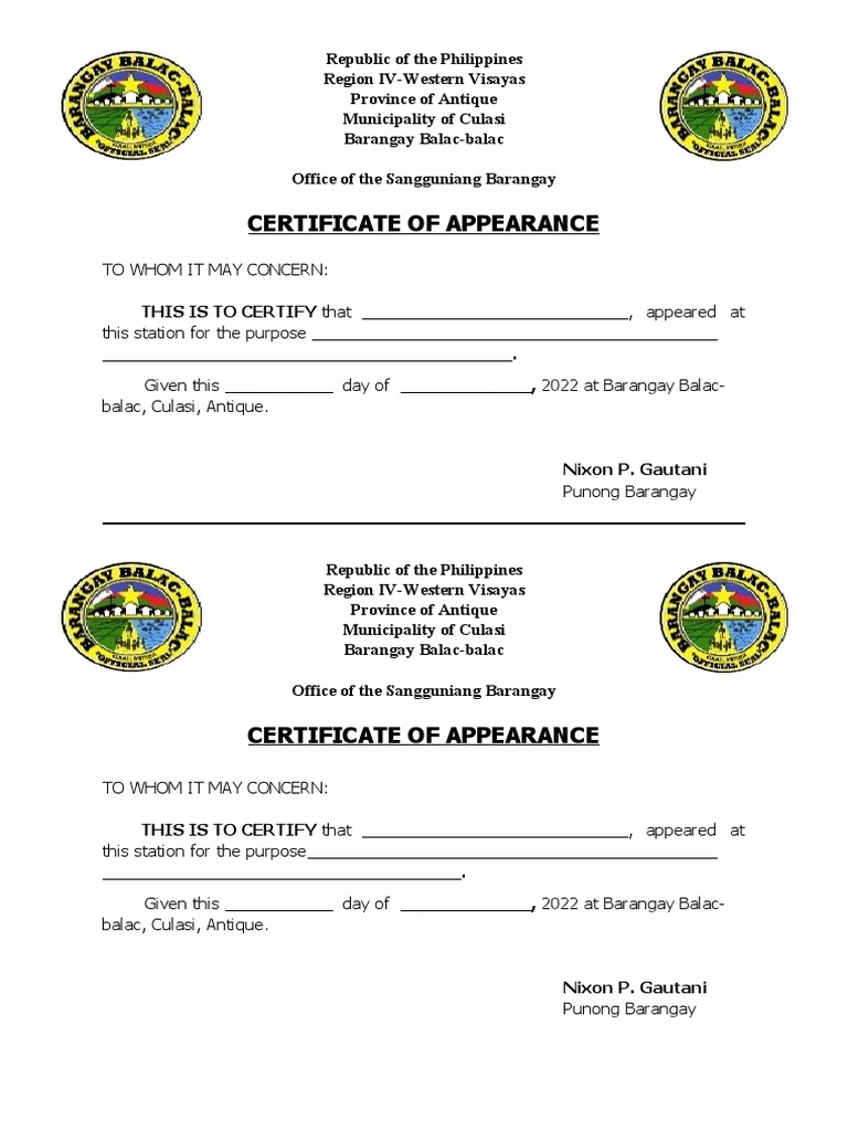 Certificate of Appearance | Download Free PDF | Legal Documents ...