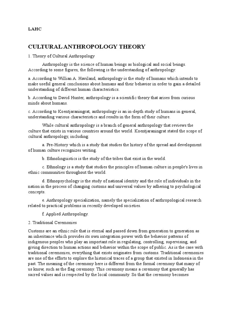 Cultural Anthropology Theory | PDF | Anthropology | Cultural Anthropology