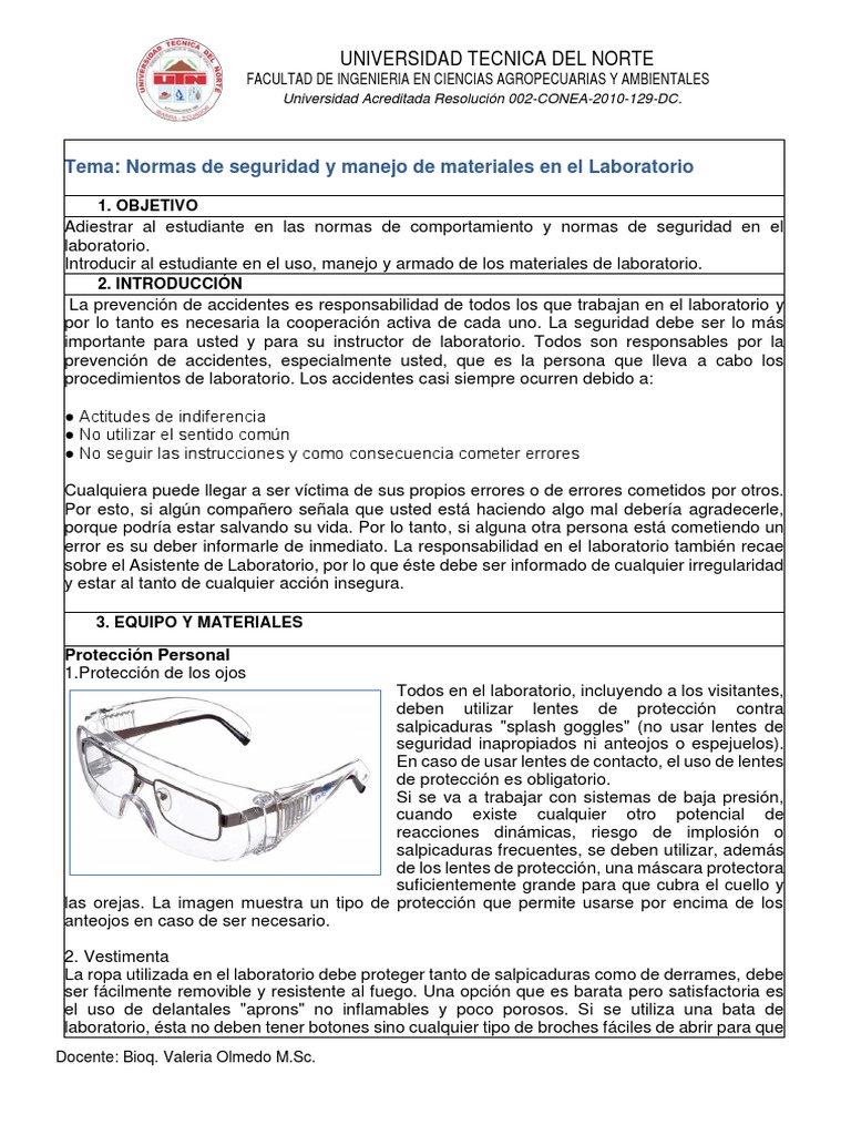 Normas de seguridad en el laboratorio | PDF | Laboratorios | Guante