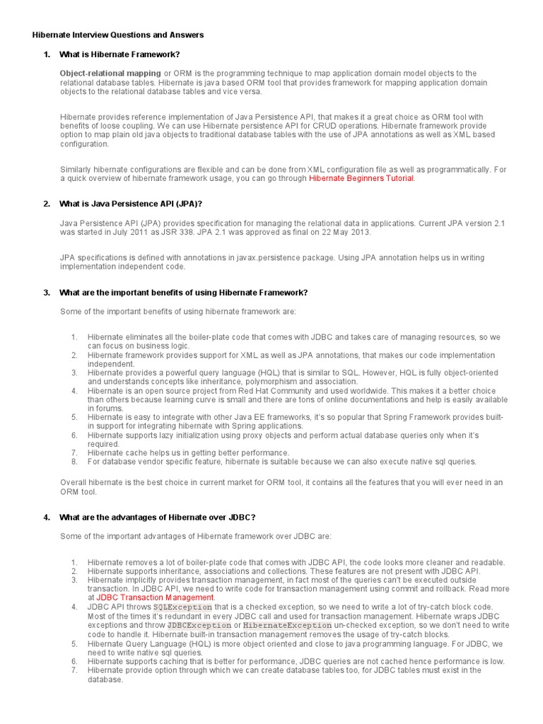 Hibernate Question Pdf Spring Framework Databases