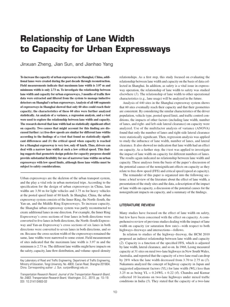 Lane Width On Capacity of Urban Expressways | PDF | Lane | P Value
