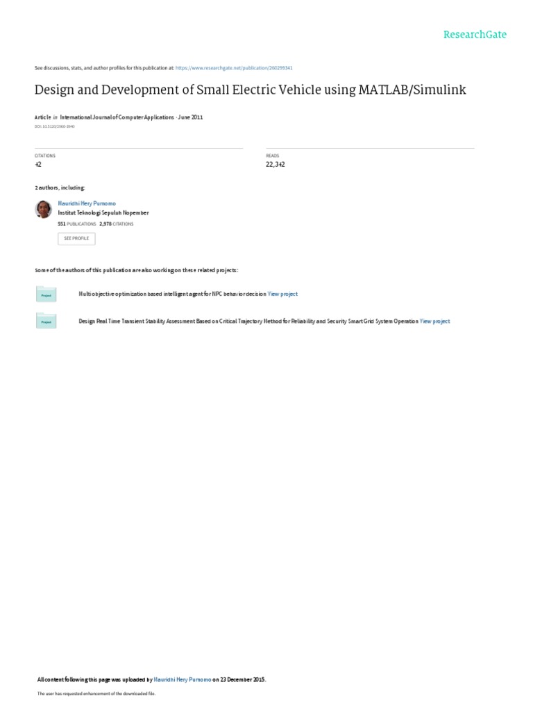 Design and Development of Small Electric Vehicle U | PDF | Force ...