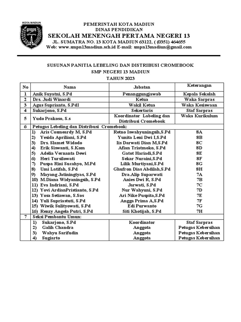 Panitia Distribusi Crome Book | PDF