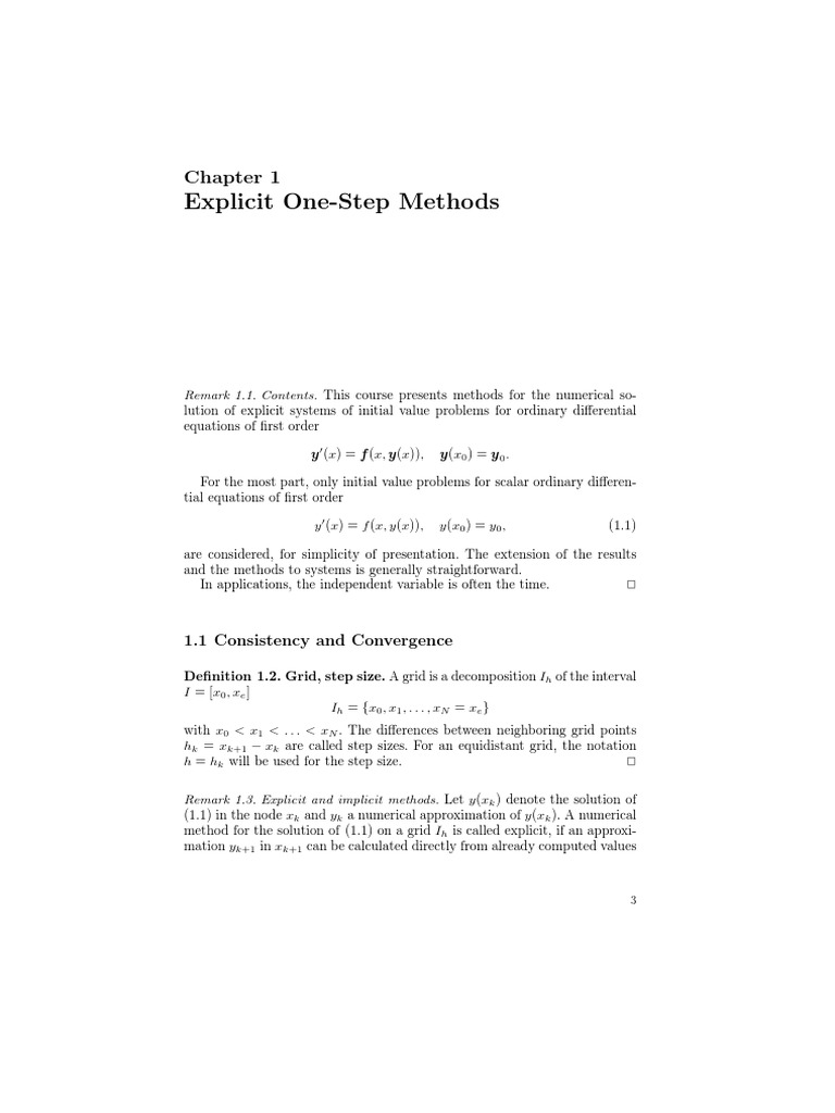 Chapter 1 Explicit One Step Methods Download Free Pdf Mathematical