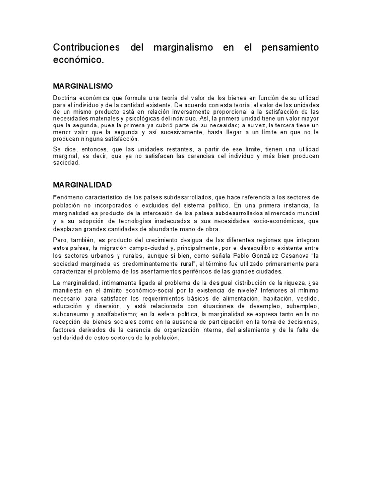 Marginalismo | PDF | Capital (economía) | Ciencias económicas