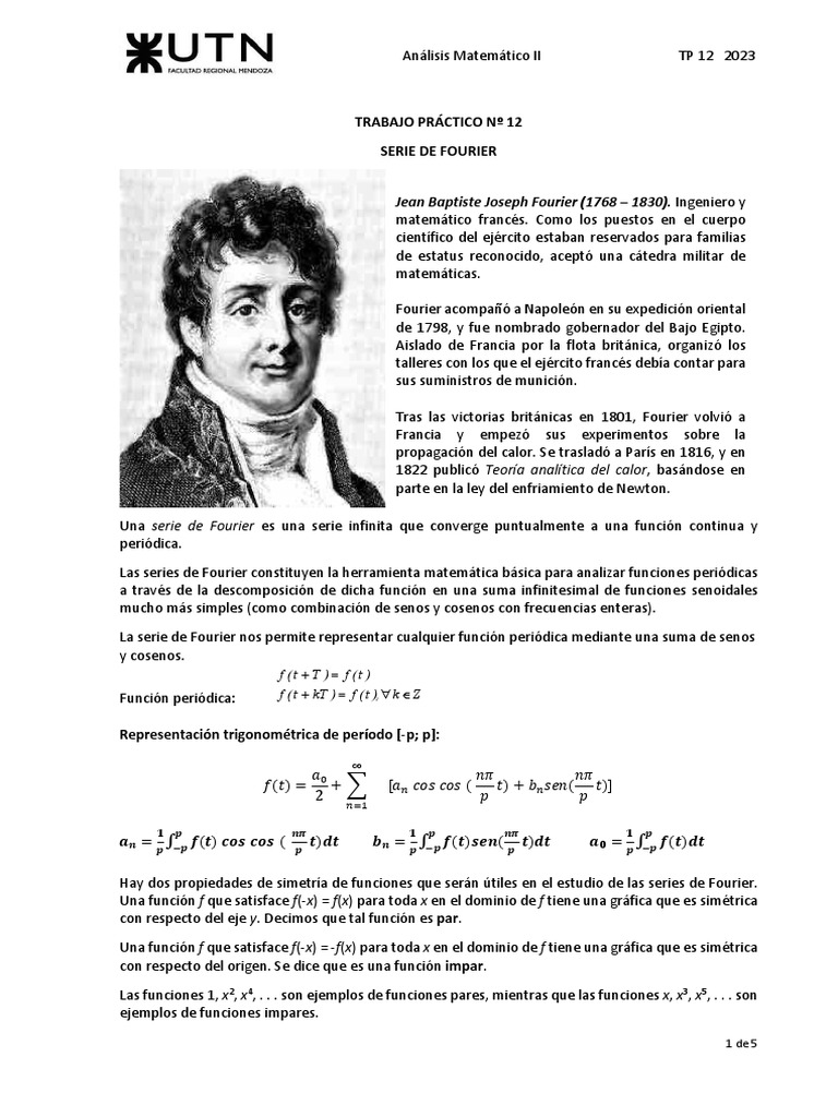 Tp12 Am2 2023 PDF Series De Fourier Funciones Trigonom tricas