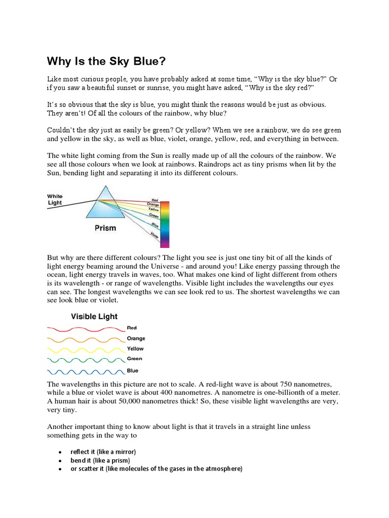 Why Is The Sky Blue | PDF | Atmosphere Of Earth | Light