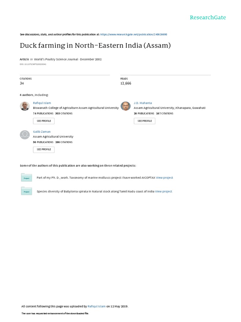 Duck Farming in Northeastern India Assam | PDF | Rice