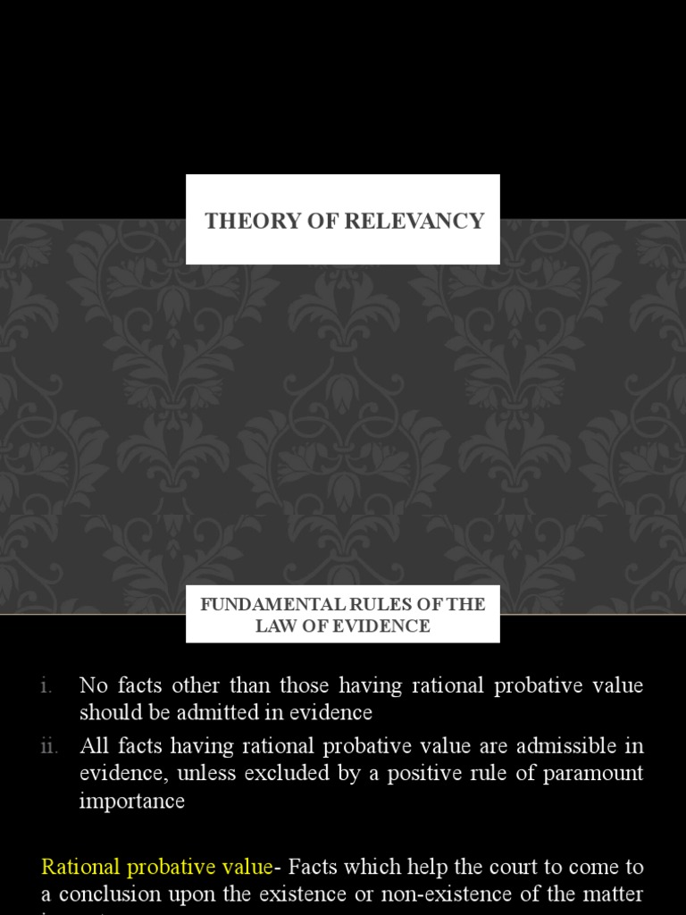 Theory of Relevancy | PDF | Witness | Relevance (Law)