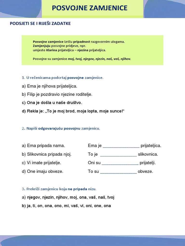13 Posvojne Zamjenice C | PDF