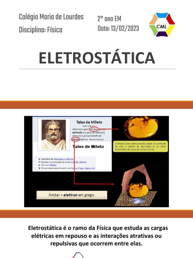 2 Ano Introdução à Eletrostática Pdf Pdf Carga Elétrica