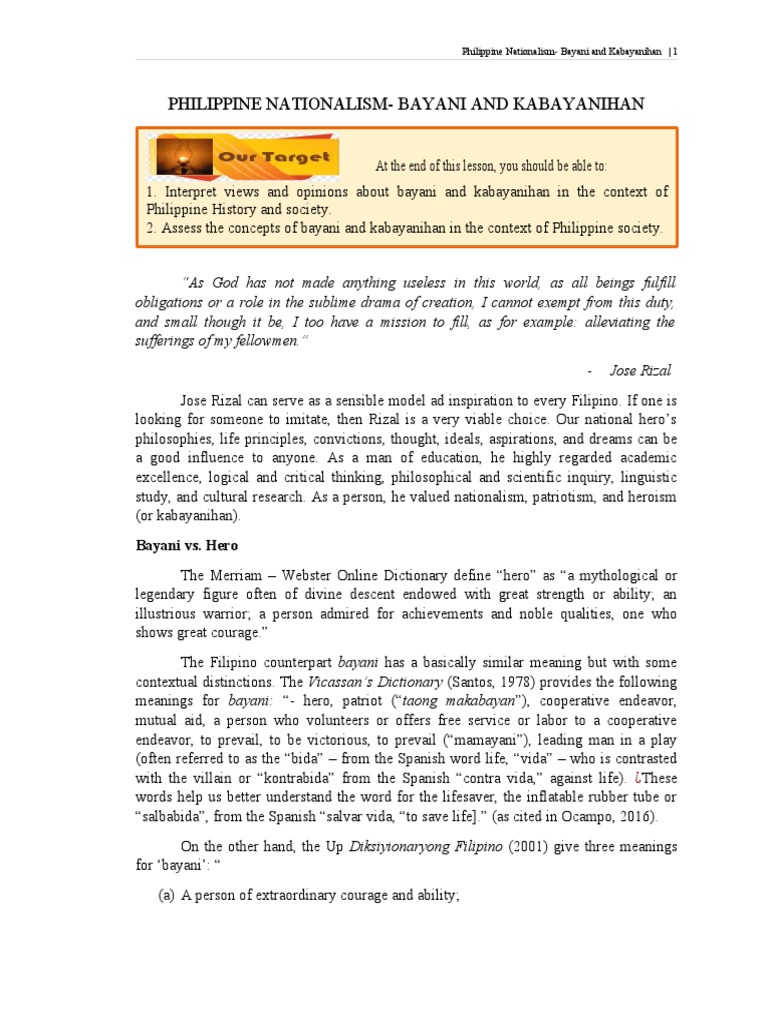 Module 8 Philippine Nationalism - Bayani and Kabayanihan | PDF | Philippines