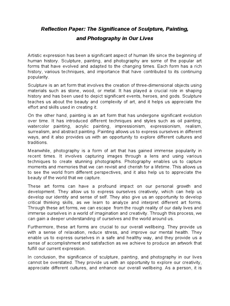 Artappreciation Reflectionpaper | PDF | Paintings | The Arts