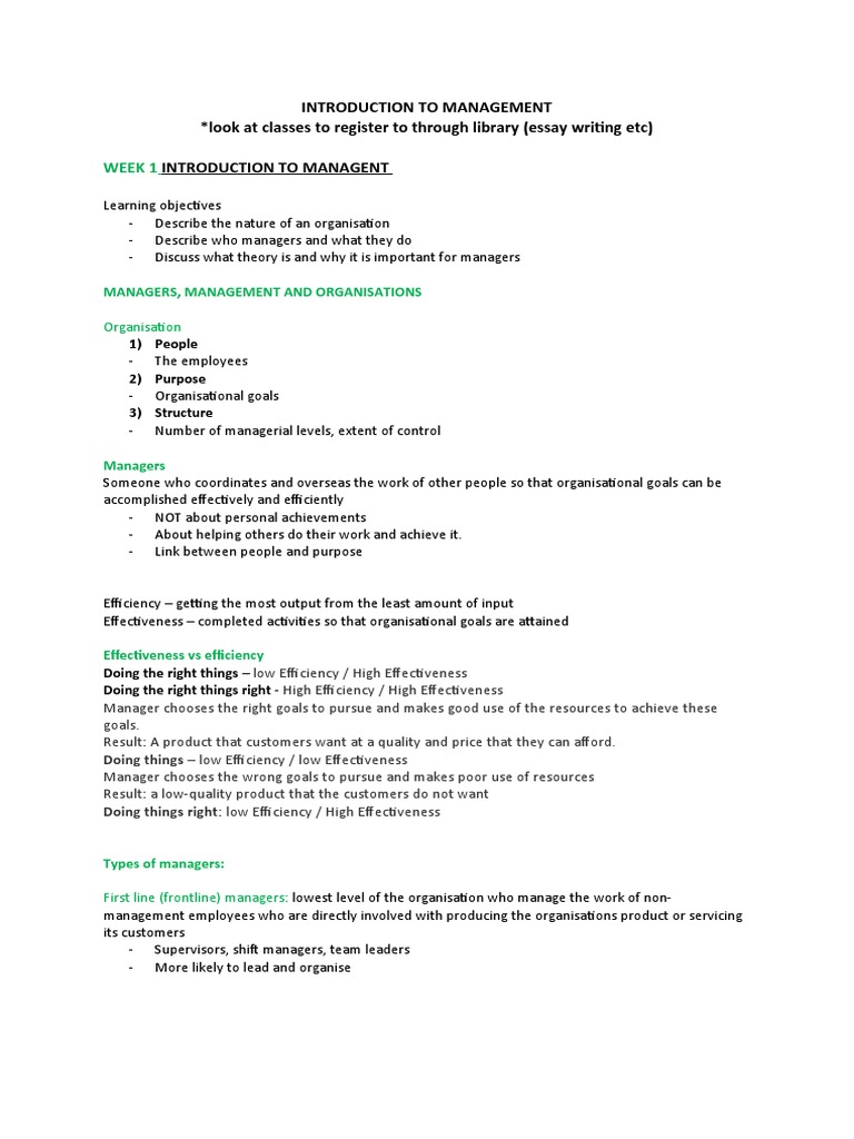 INTRODUCTION TO MANAGEMENT Notes | PDF | System | World Trade Organization